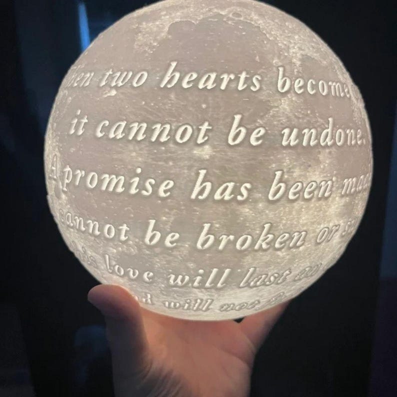 3D Printed Moon LED Lamp, Custom Photo and Text, Personalized Lunar ...