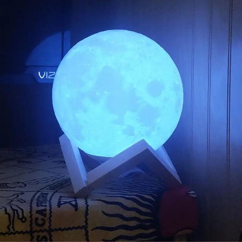 3D Printed Moon LED Lamp, Custom Photo and Text, Personalized Lunar ...