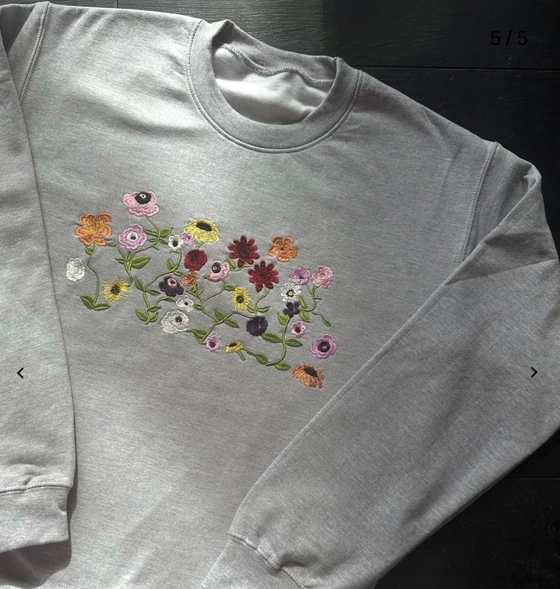 Embroidered Surprise Song Floral Sweatshirt: Black Coquette Cottagecore ...