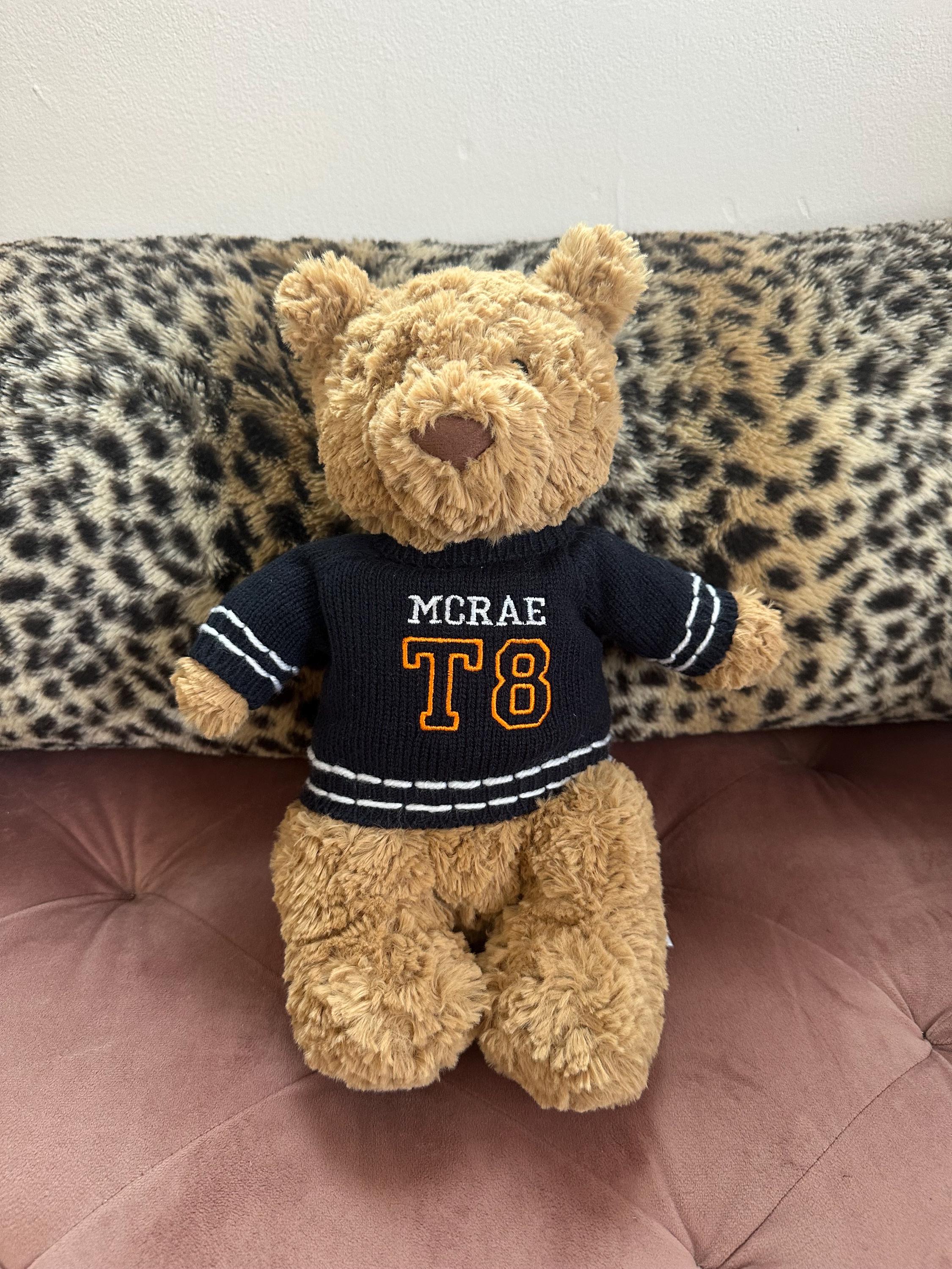 T8 Tate Mcrae Embroidered Teddy Jersey Style Sweater for Jellycat ...