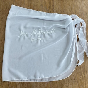 Bride Beach Cover up Custom Sarong With Personalised Embroidery for ...