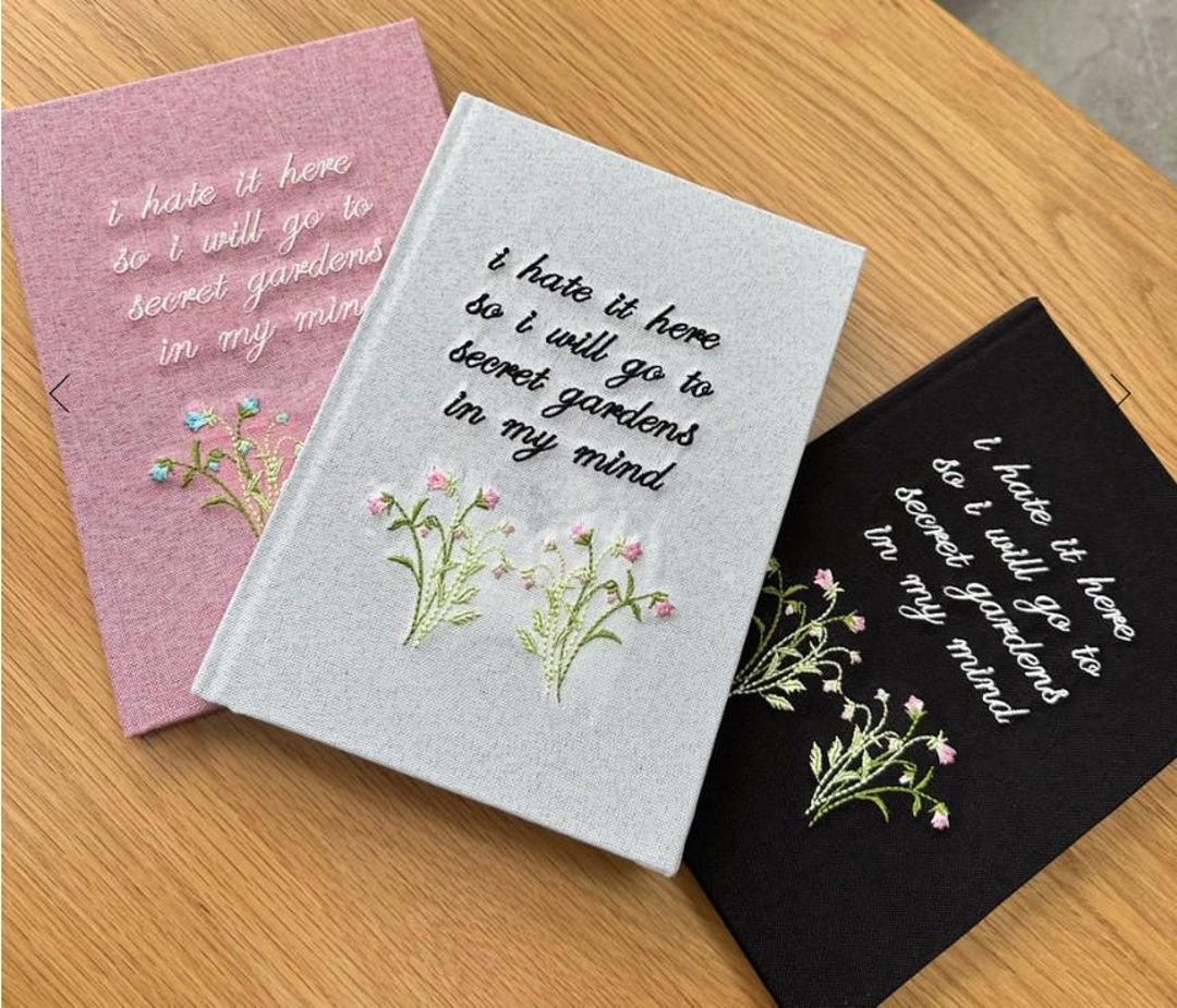 Personalized Embroidered Linen Journal - "i Hate It Here" A5 Notebook ...