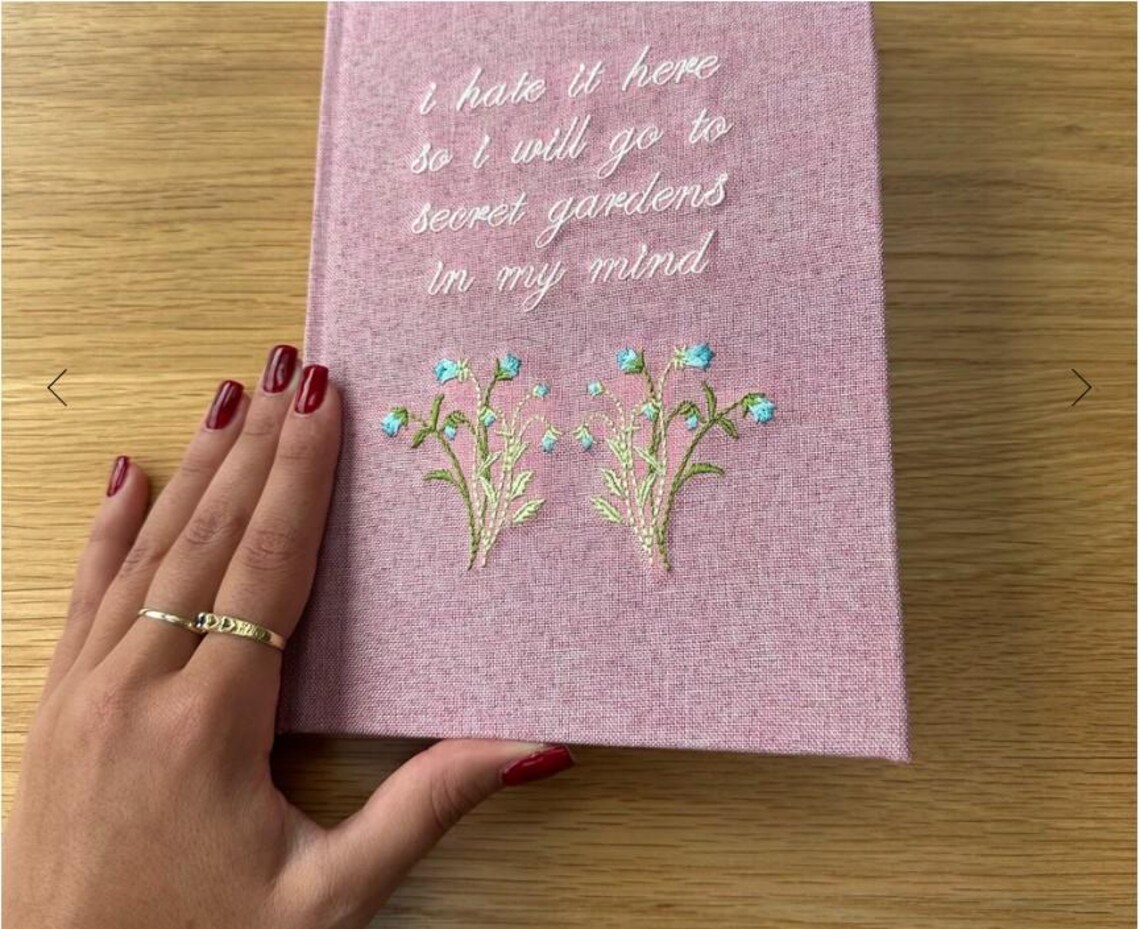 Personalized Embroidered Linen Journal - "i Hate It Here" A5 Notebook ...