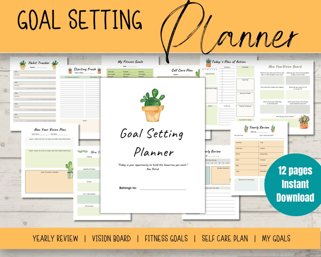 Goal Planner | Goal Setting Worksheet | Goal Planning | Goal Tracker ...