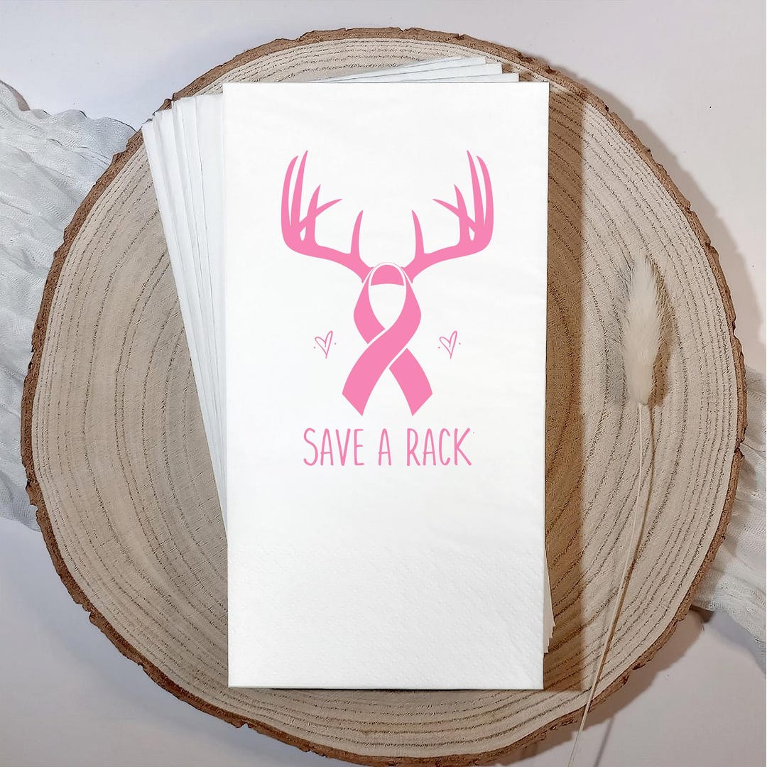 Save A Rack Napkins, Breast Cancer Awareness Napkins, Funny Pink Ribbon ...
