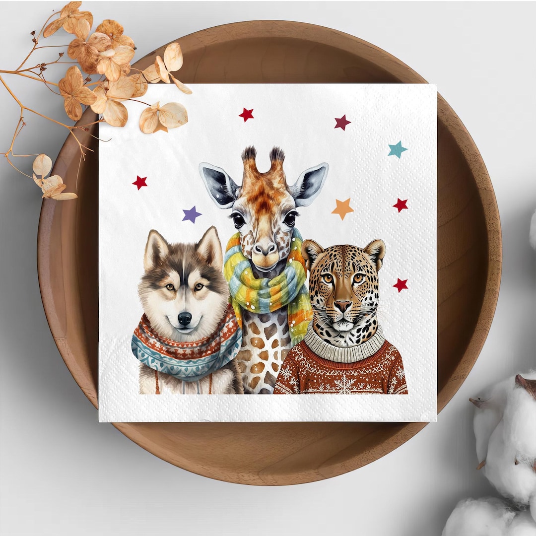 Animal Paper Napkins, Safari Party Tableware, Cute Animal Decor, Jungle ...