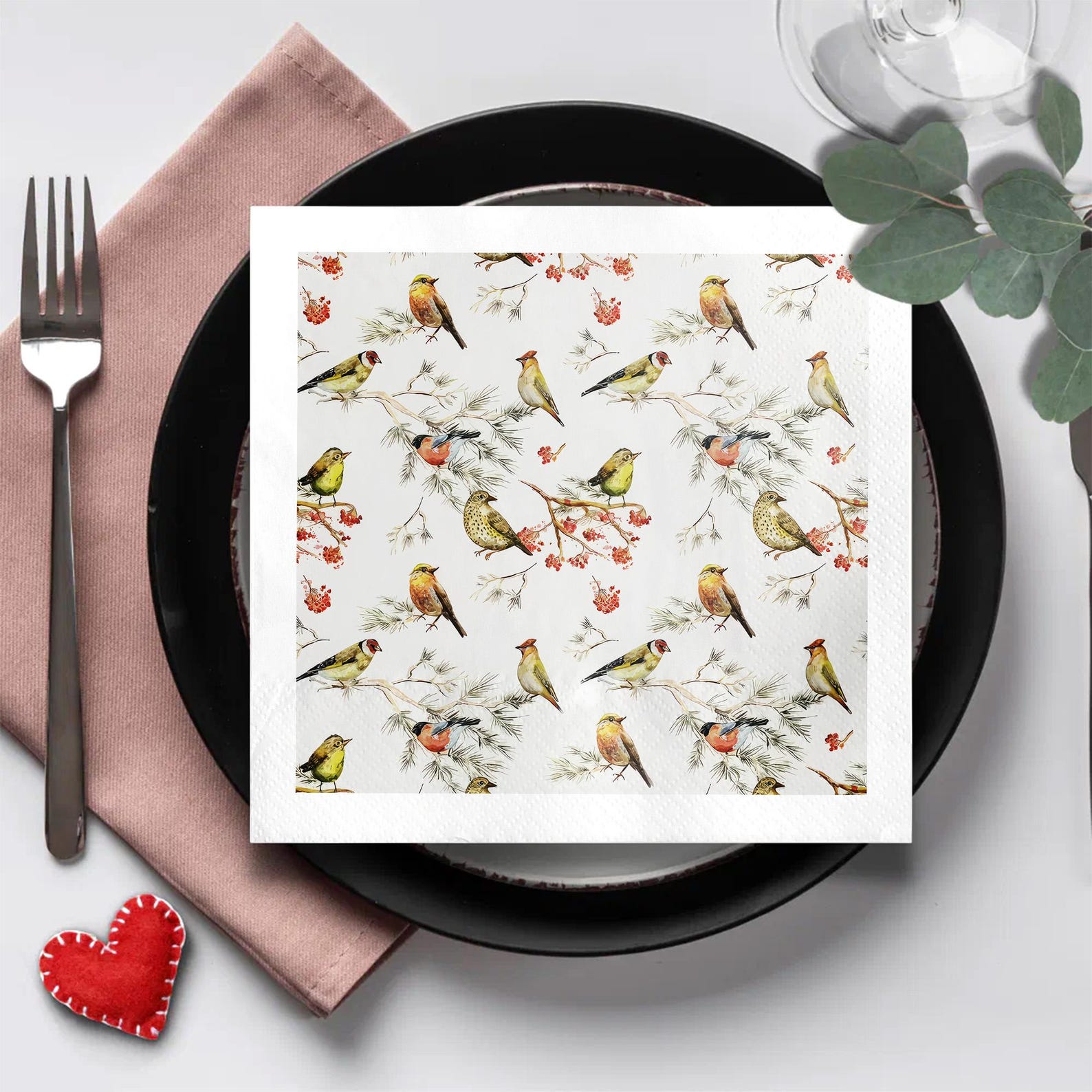Bird Paper Napkins, Botanical Table Decor, Garden Party Tableware ...