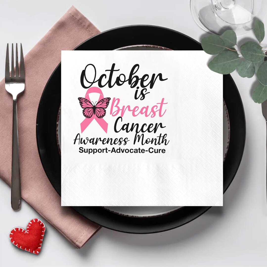 Breast Cancer Awareness Napkins, October Support Napkins, Pink Ribbon ...