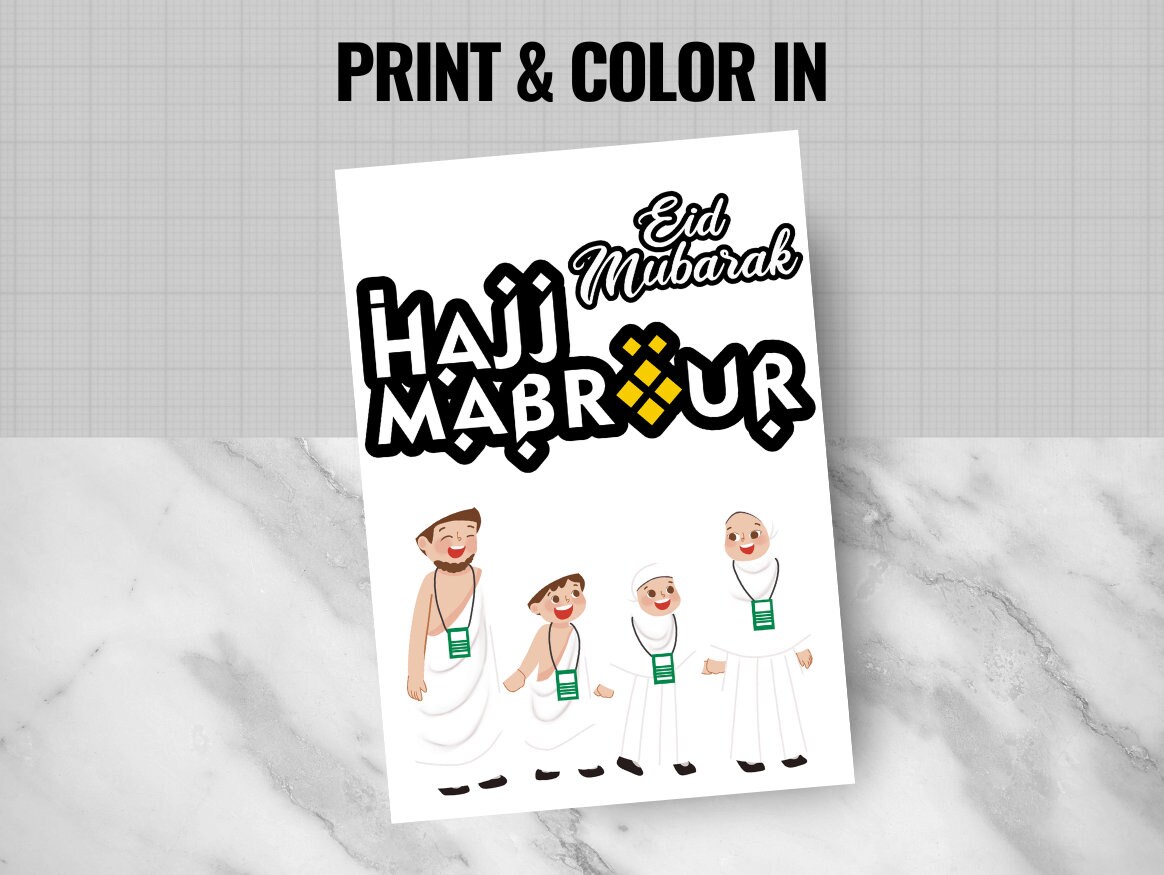 Hajj and Eid Coloring Pages for Kids, Printable Eid Activity Pack ...