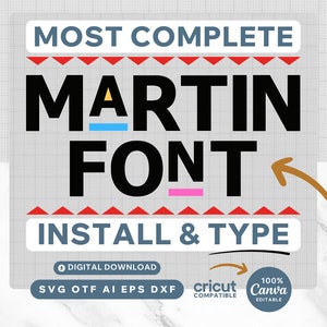 Martin SVG Font for Cricut Retro T-shirt Design DXF EPS Ai Martin Font ...