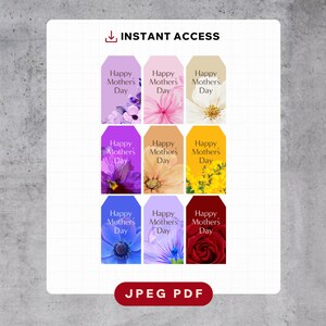 Mothers Day Printable Gift Tags, Mothers Day Floral Tags, Mothers Day ...