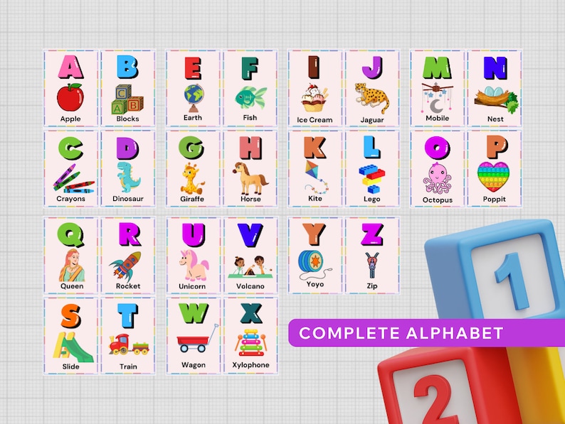 26 ABC Flash Cards, Educational A-Z Flash Cards, Alphabet Cards ...