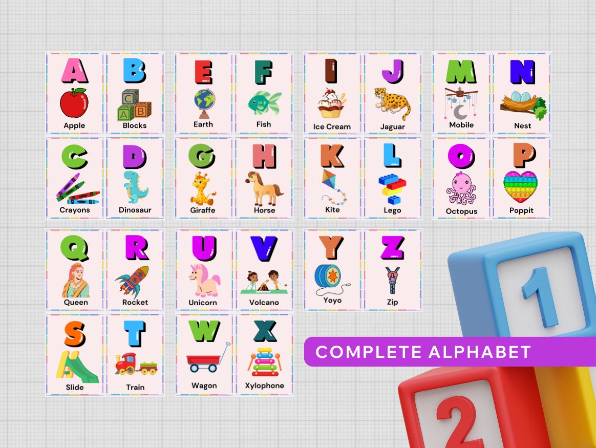 26 ABC Flash Cards, Educational A-Z Flash Cards, Alphabet Cards ...