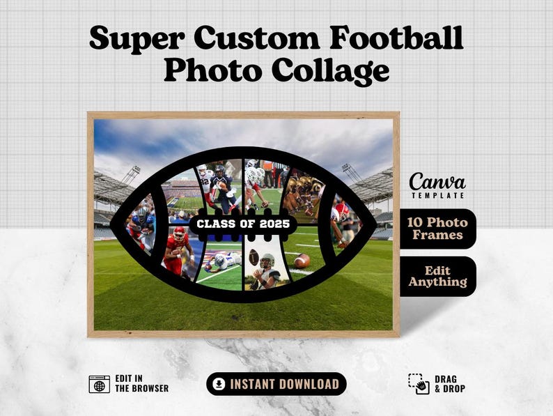 College Football Photo Collage Digital Download, Personalized Football ...