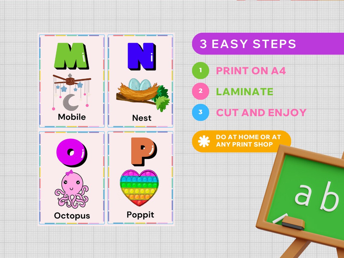 26 ABC Flash Cards, Educational A-Z Flash Cards, Alphabet Cards ...