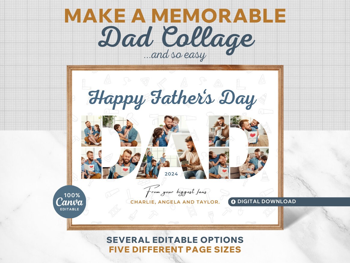Dad Photo Collage Gift, Father's Day Collage Print, Personalized Gift ...
