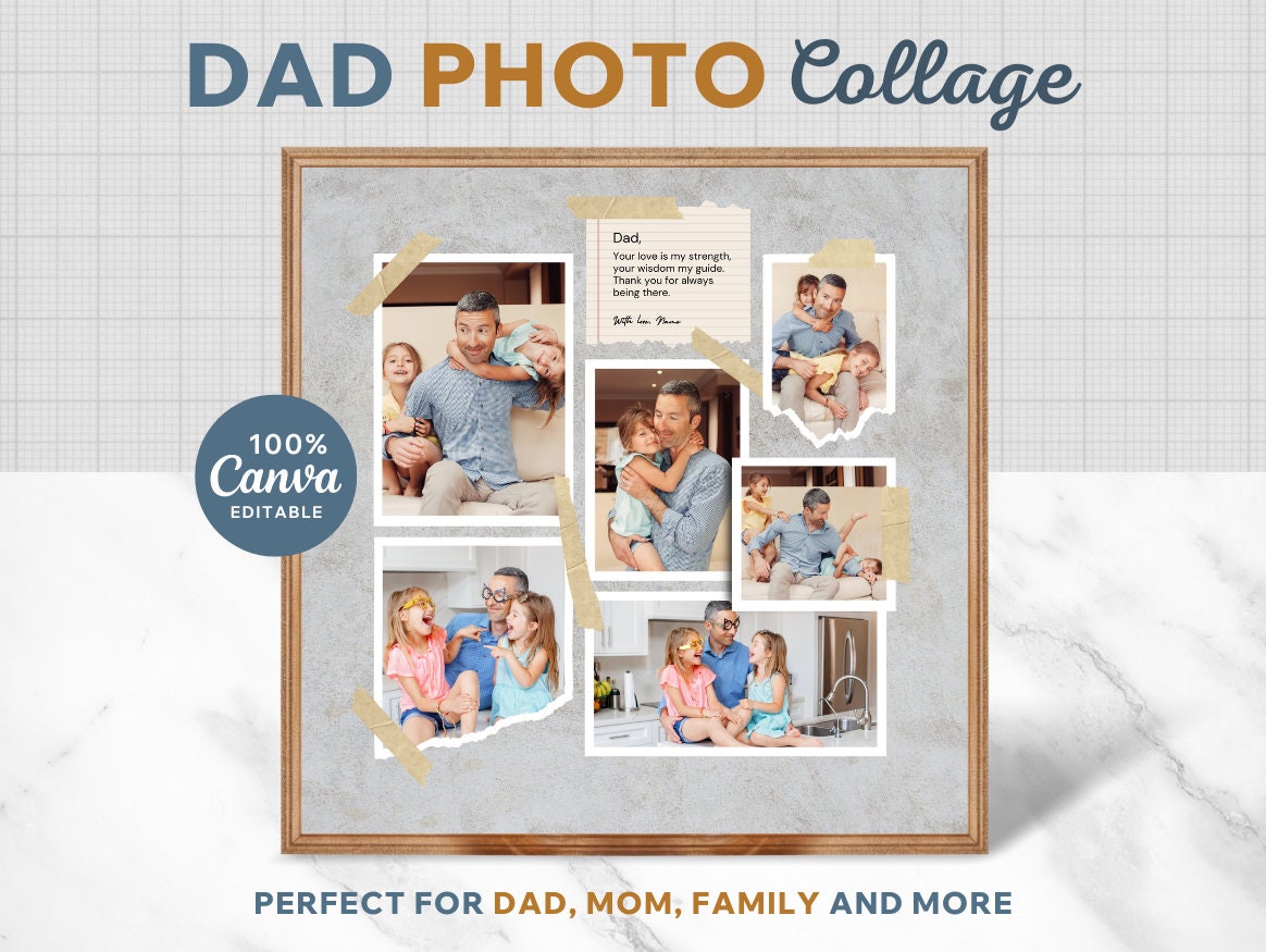 Dad Photo Collage Gift, Fathers Day Digital File, Custom Gift for Dad ...