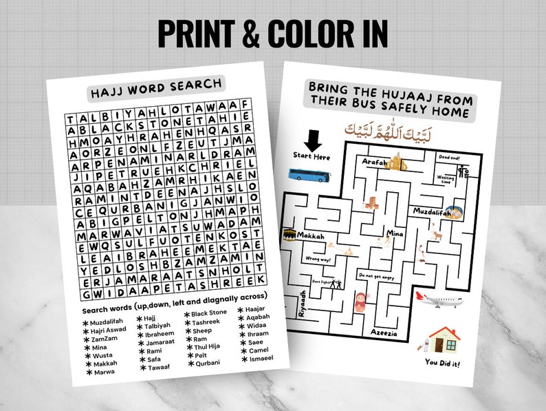 Hajj and Eid Coloring Pages for Kids, Printable Eid Activity Pack ...