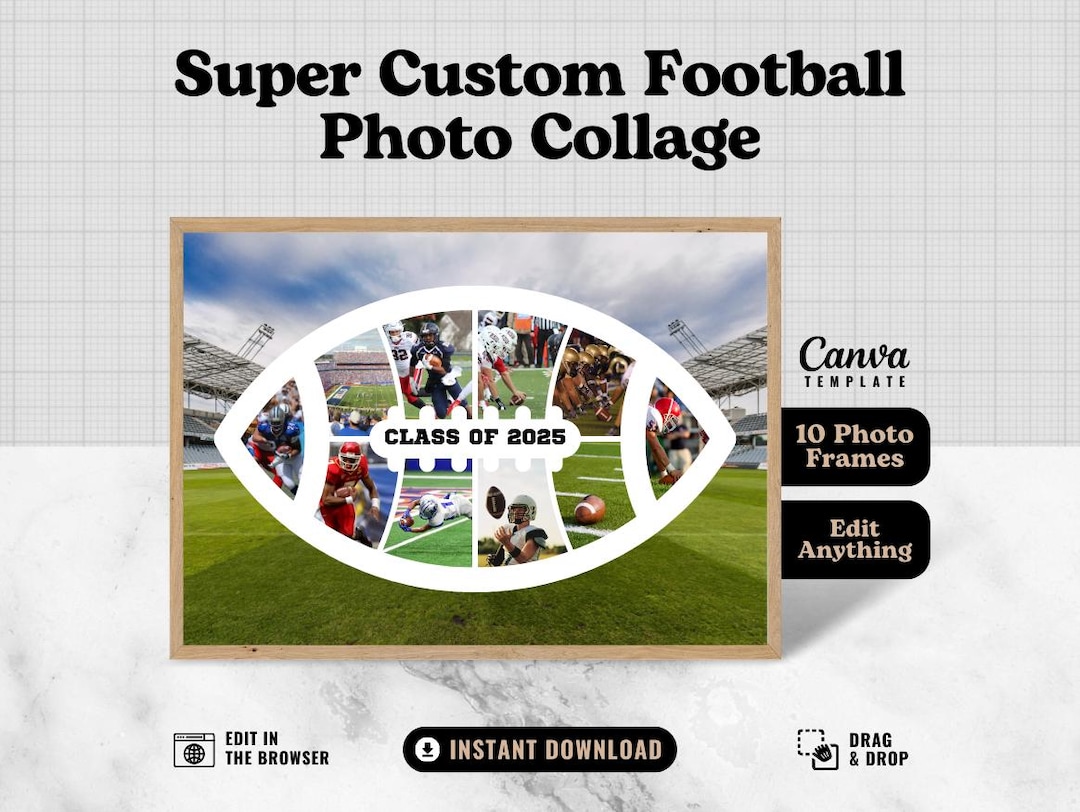 College Football Photo Collage Digital Download, Personalized Football ...