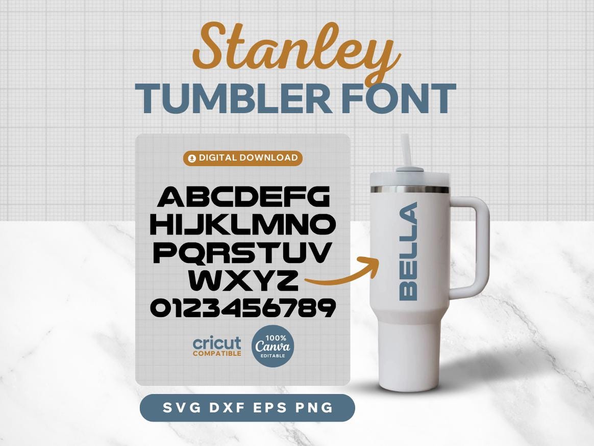 Stanley Tumbler Alphabet SVG: Custom Font for Cricut & Canva (digital ...