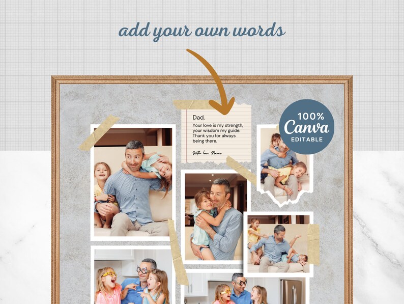 Dad Photo Collage Gift, Fathers Day Digital File, Custom Gift for Dad ...