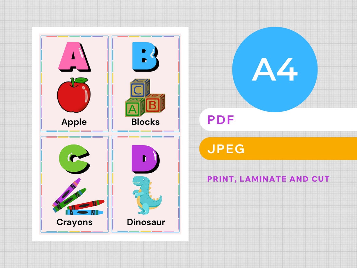 26 ABC Flash Cards, Educational A-Z Flash Cards, Alphabet Cards ...