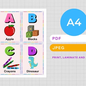 26 ABC Flash Cards, Educational A-Z Flash Cards, Alphabet Cards ...