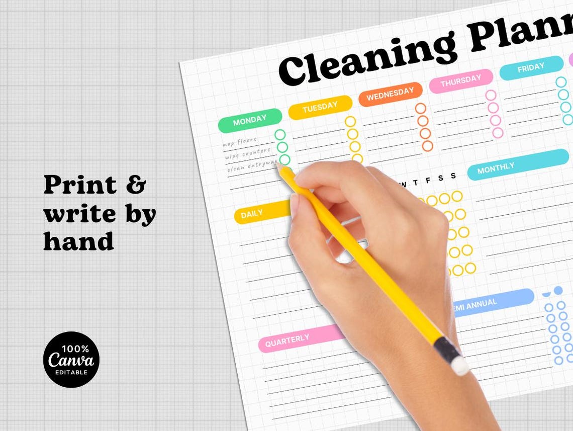 Editable Cleaning Checklist: Household Chores Chart (PDF) - Etsy