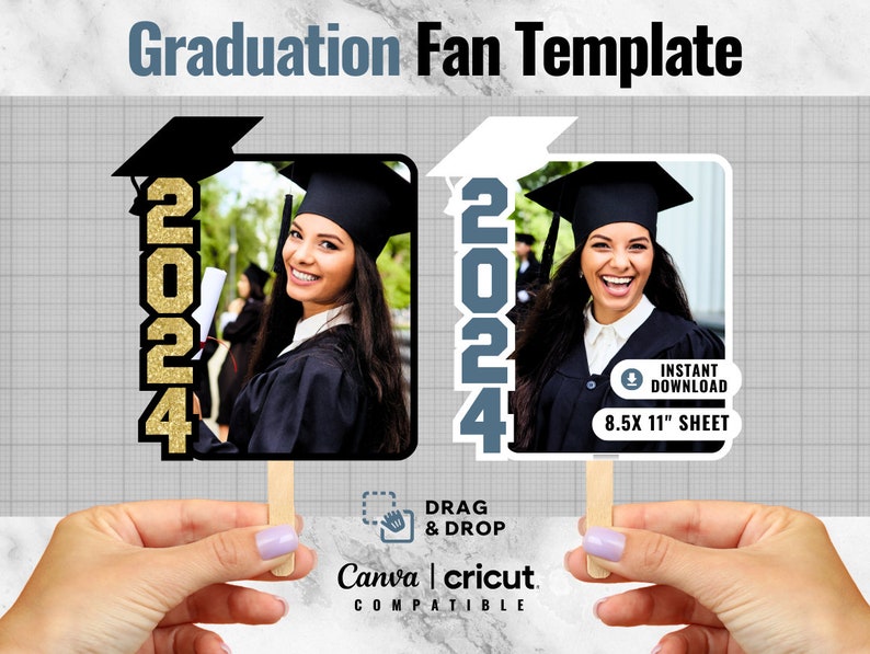 2024 Graduation Paddle Fan Template,graduate Fan 2024 Photo Frame ...