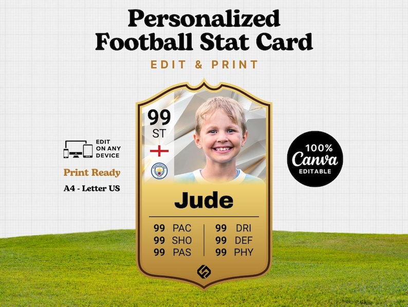 Printable Soccerstat Card, Soccer Birthday Gift Idea,personalized Stat ...