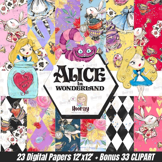 Alice in Wonderland Clipart Alice in Wonderland Digital Paper | Etsy UK