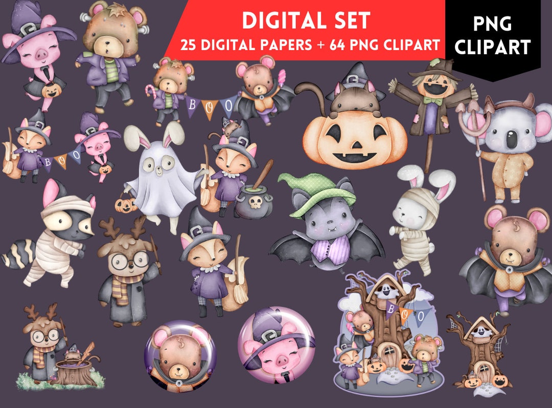 Halloween Clipart, Halloween Digital Set, Halloween Decor, Halloween ...