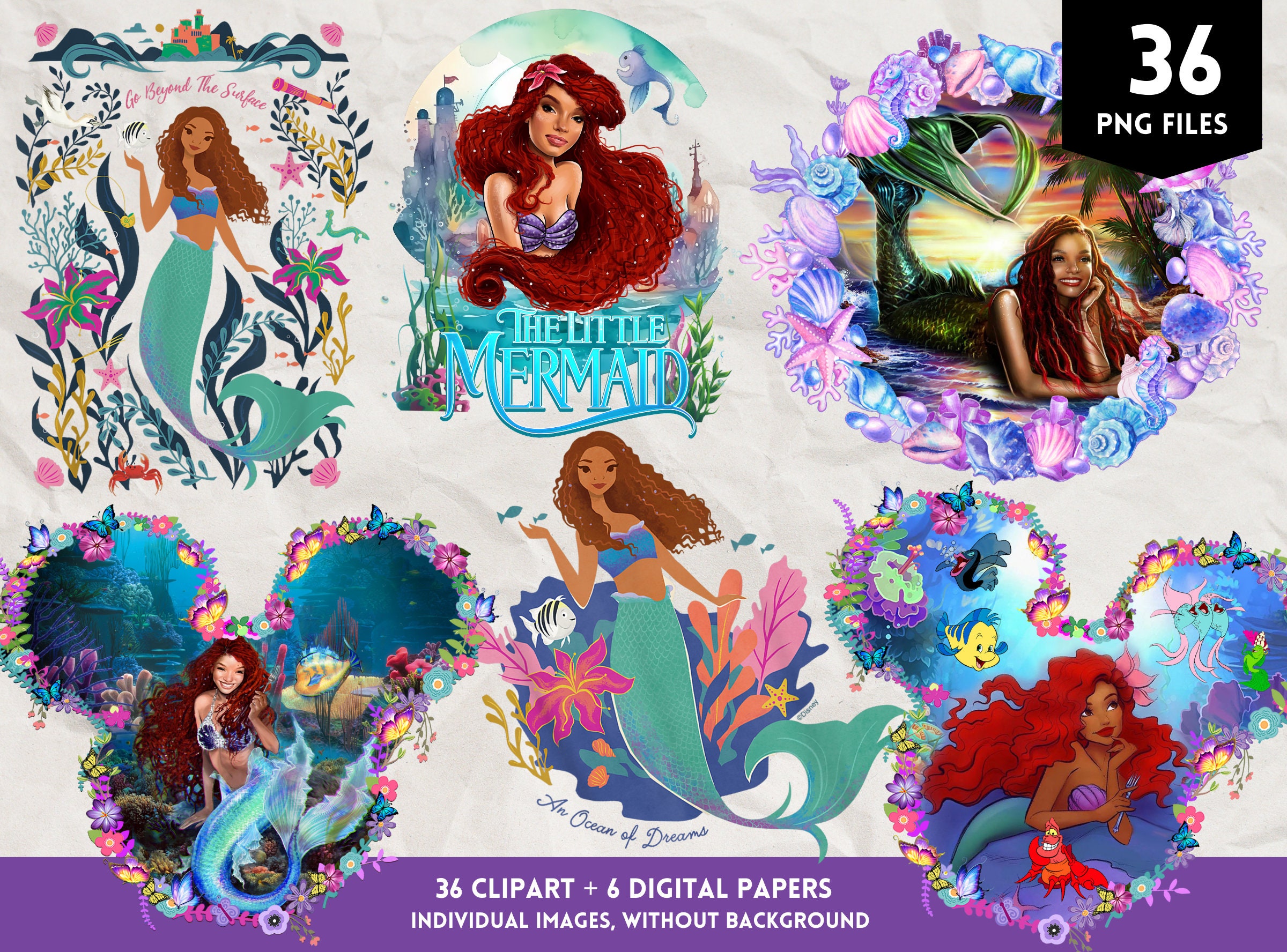 African Mermaid PNG Clipart, Digital Papers (instant Download) - Etsy