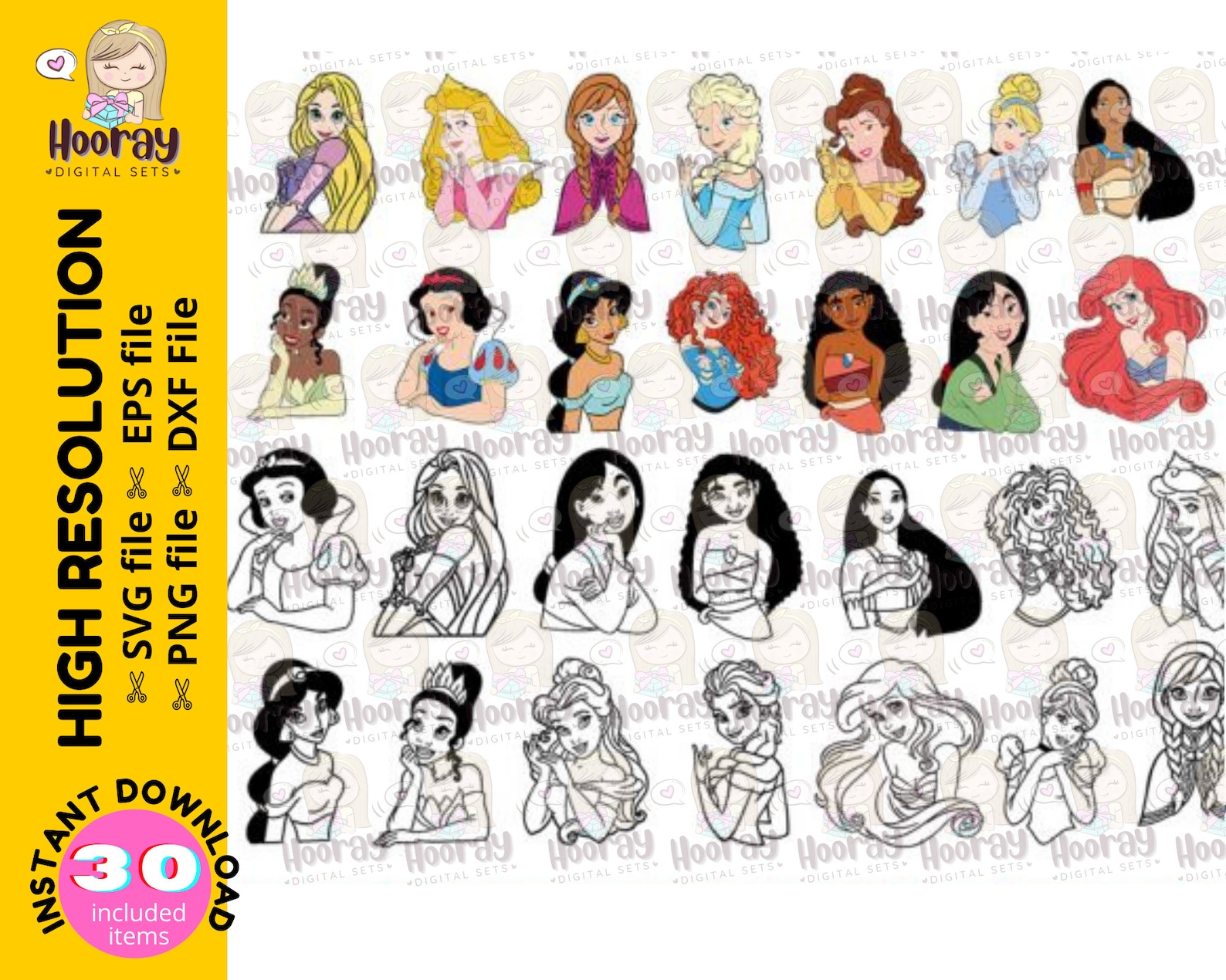 Princess SVG Princess Cut File Elsa Clip Art Elsa Moana - Etsy