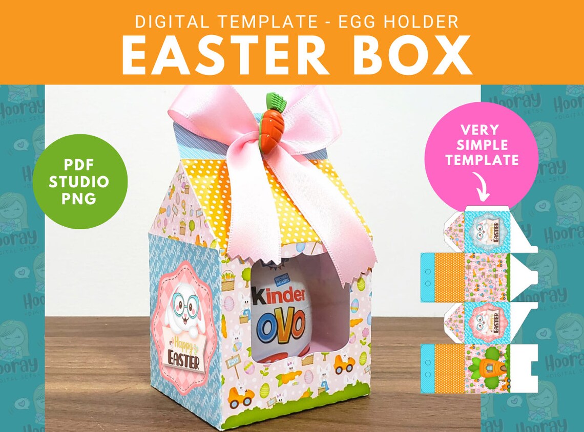 Easter Egg Box Template (PDF, PNG) - Etsy