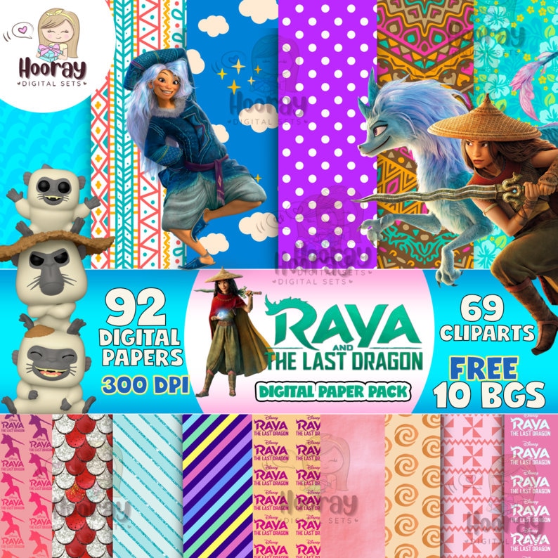 Raya and the Last Dragon Clipart Raya Paper Raya Digital Paper | Etsy UK