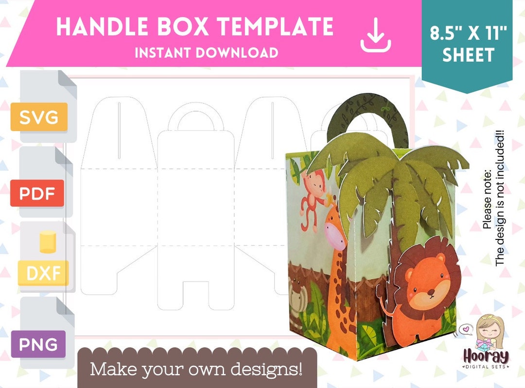Handle Box Template - Box Template - 8.5"x11" Sheet, Printable - PDF ...