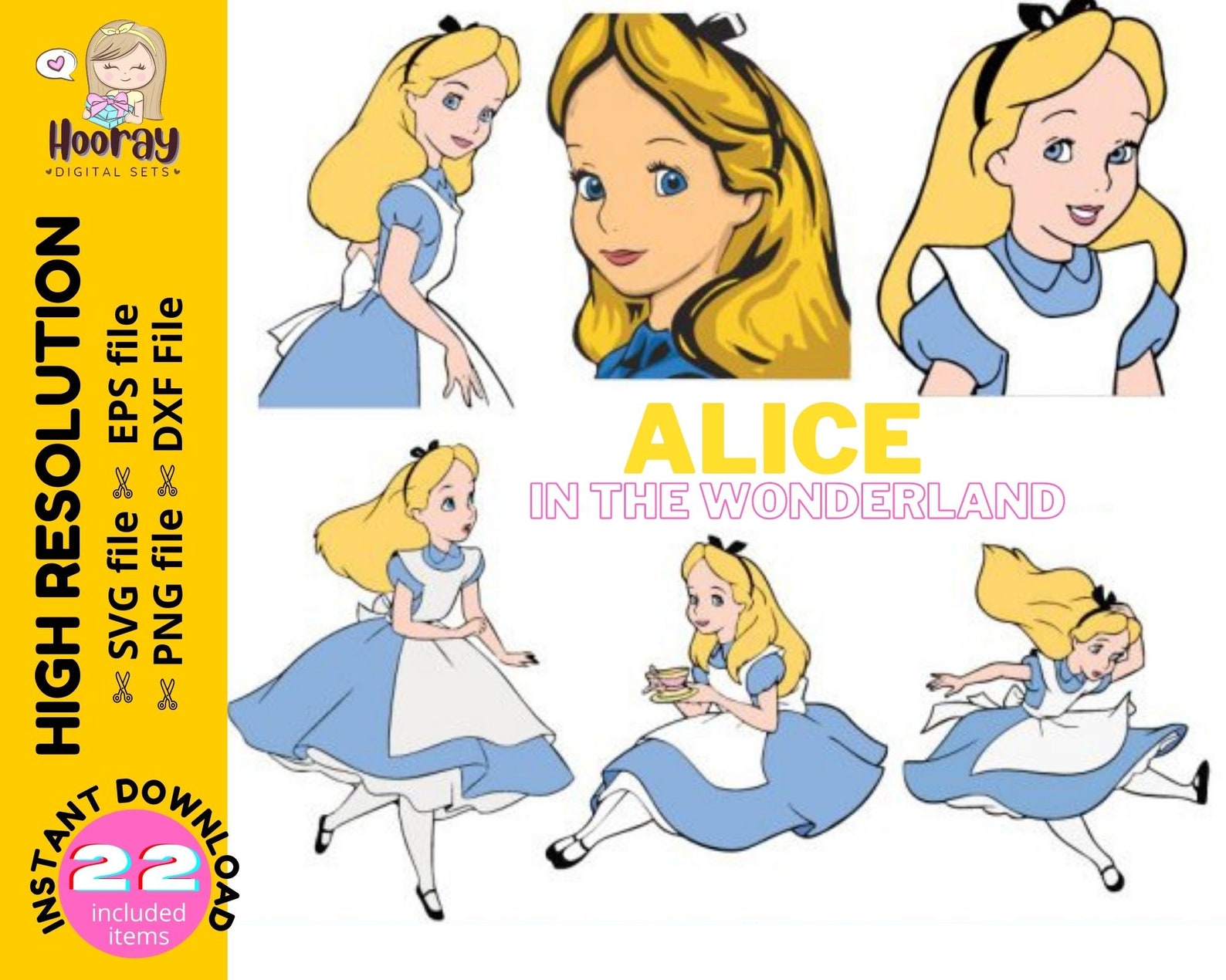Alice in Wonderland SVG Alice in Wonderland Cut File Alice - Etsy