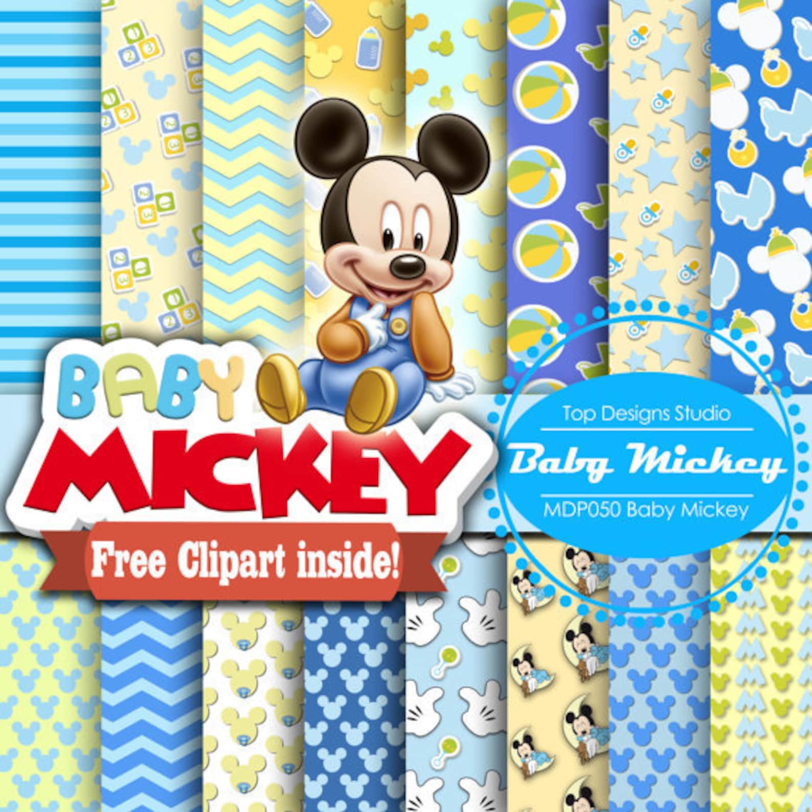 Baby Mickey Digital Paper – Clipart & Backgrounds (instant Download) - Etsy