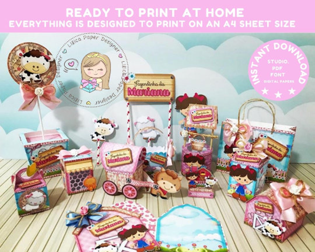 Farm Girl Party - Favors Boxes Personalized, Party Supplies Tags ...