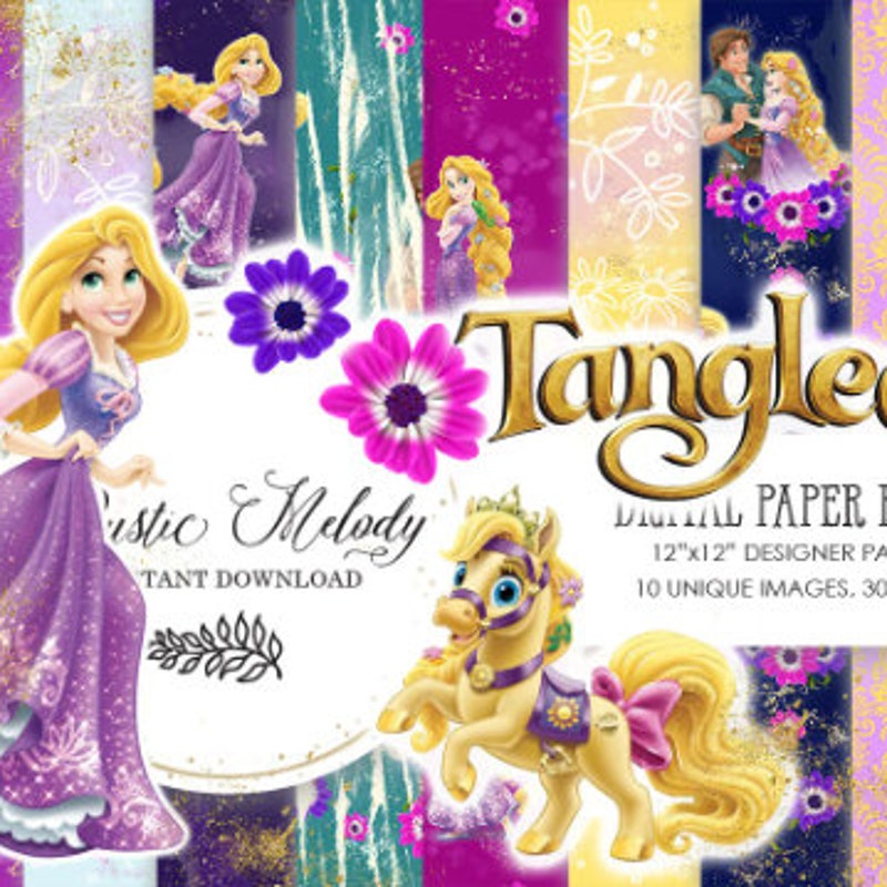 Tangled Digital Paper - Etsy