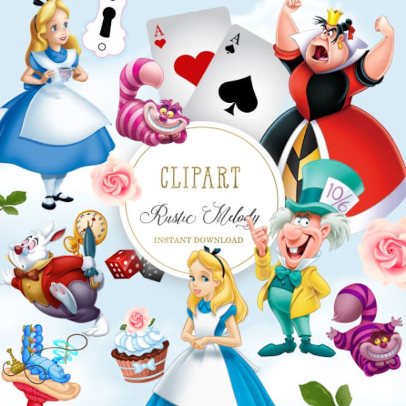 Alice in Wonderland Clipart PNG Alice Scrapbooking Instant | Etsy UK