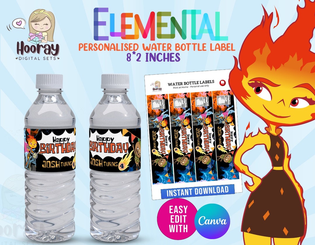 Personalized Elementals Water Bottle, Elementals Personalized Thank You ...