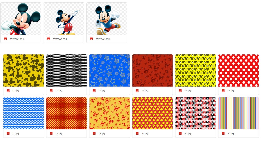 Mickey Mouse Clipart & Digital Paper Set (instant Download) - Etsy