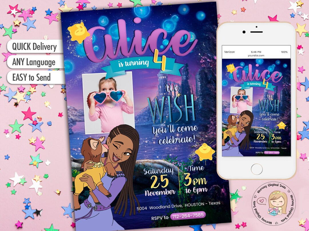 Wish Birthday Editable Template Invitation, Wish Birthday, Wish Party ...