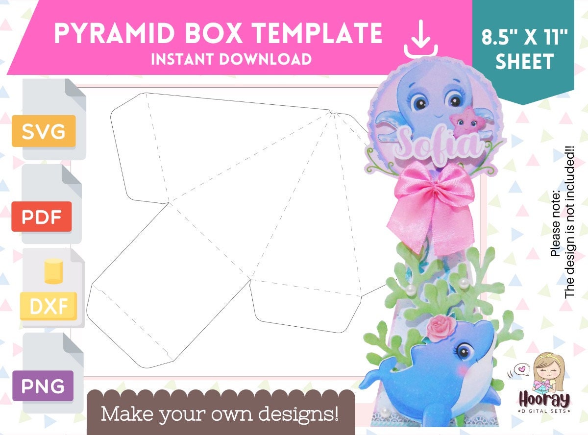Pyramid Box Template Box Template 8.5x11 Sheet, Printable PDF Png SVG ...