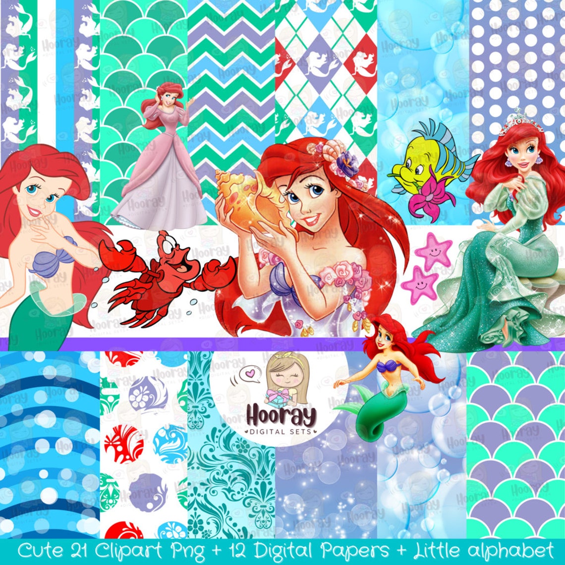 The Little Mermaid Clipart the Little Mermaid Paper the Little - Etsy