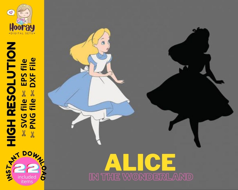 Alice in Wonderland SVG Alice in Wonderland Cut File Alice - Etsy