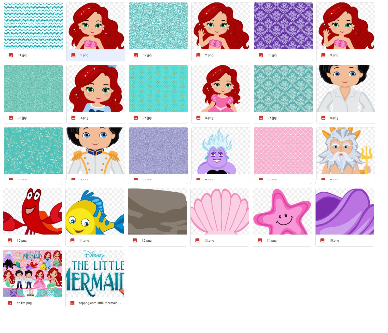 The Little Mermaid Clipart the Little Mermaid Paper the Little - Etsy