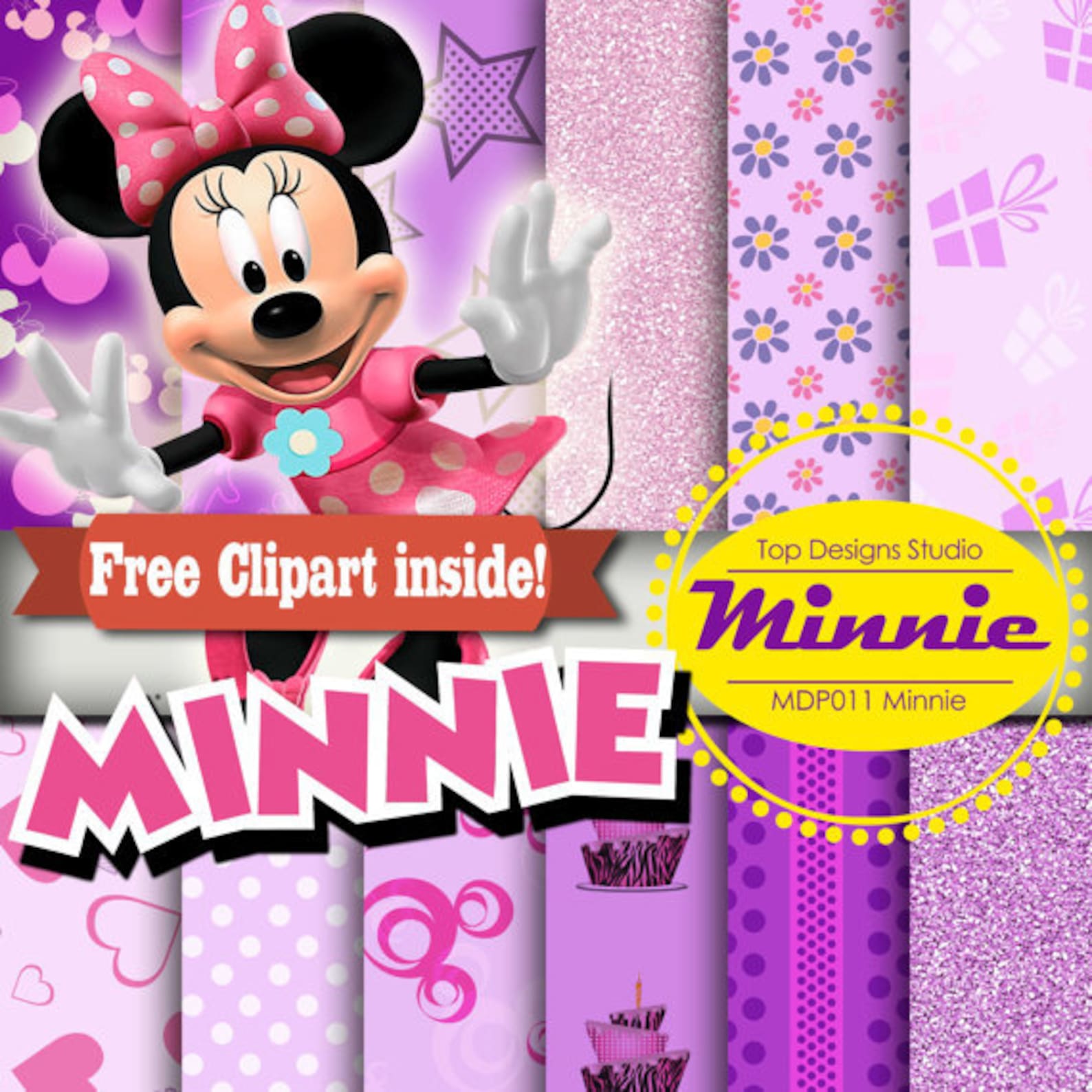 Minnie Mouse Clipart & Digital Paper Set (digital Download) - Etsy